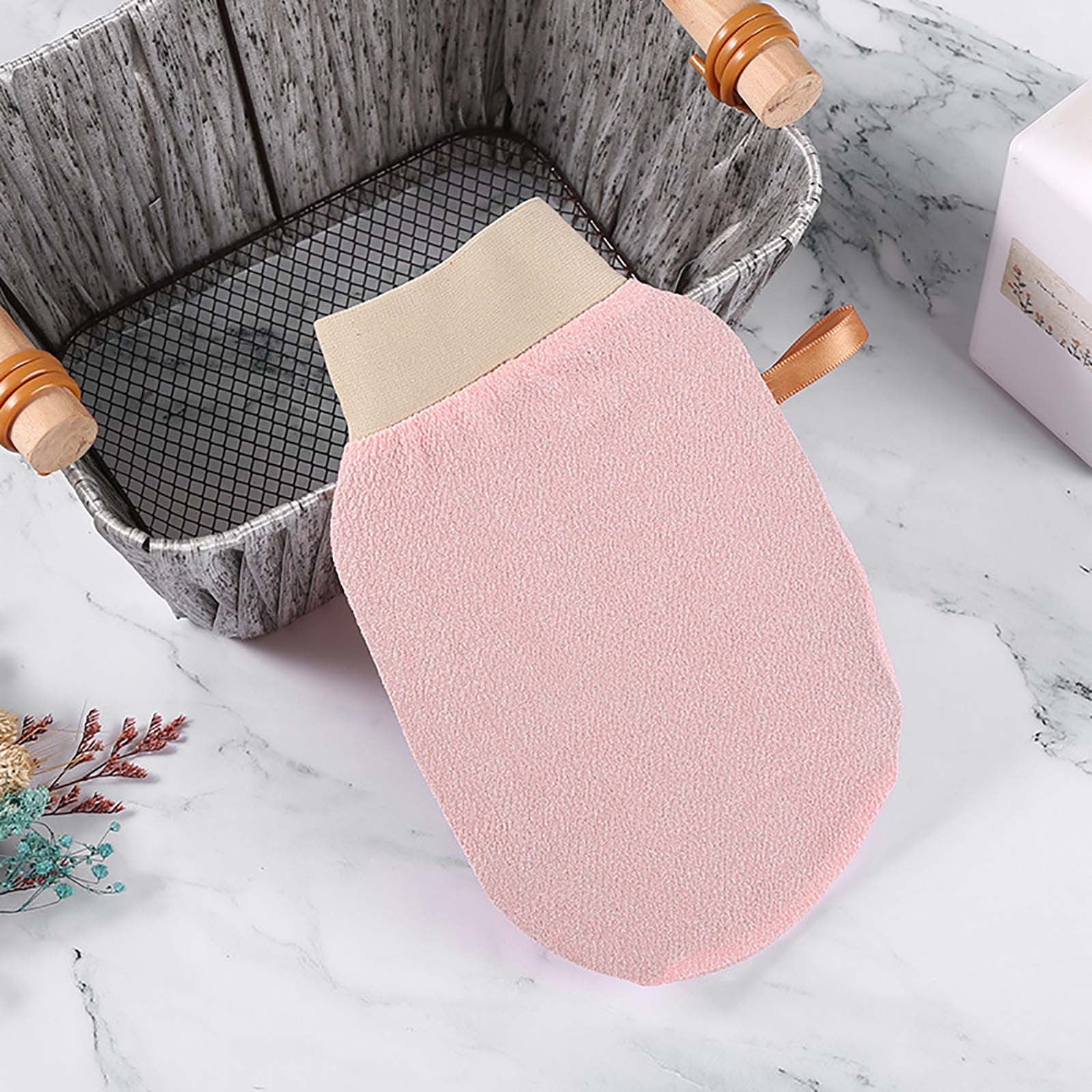 YanYan Exfoliating Bath Gloves | Double-Sided Scrub Mitt for Deep Cleansing | Fine Sand Texture ...