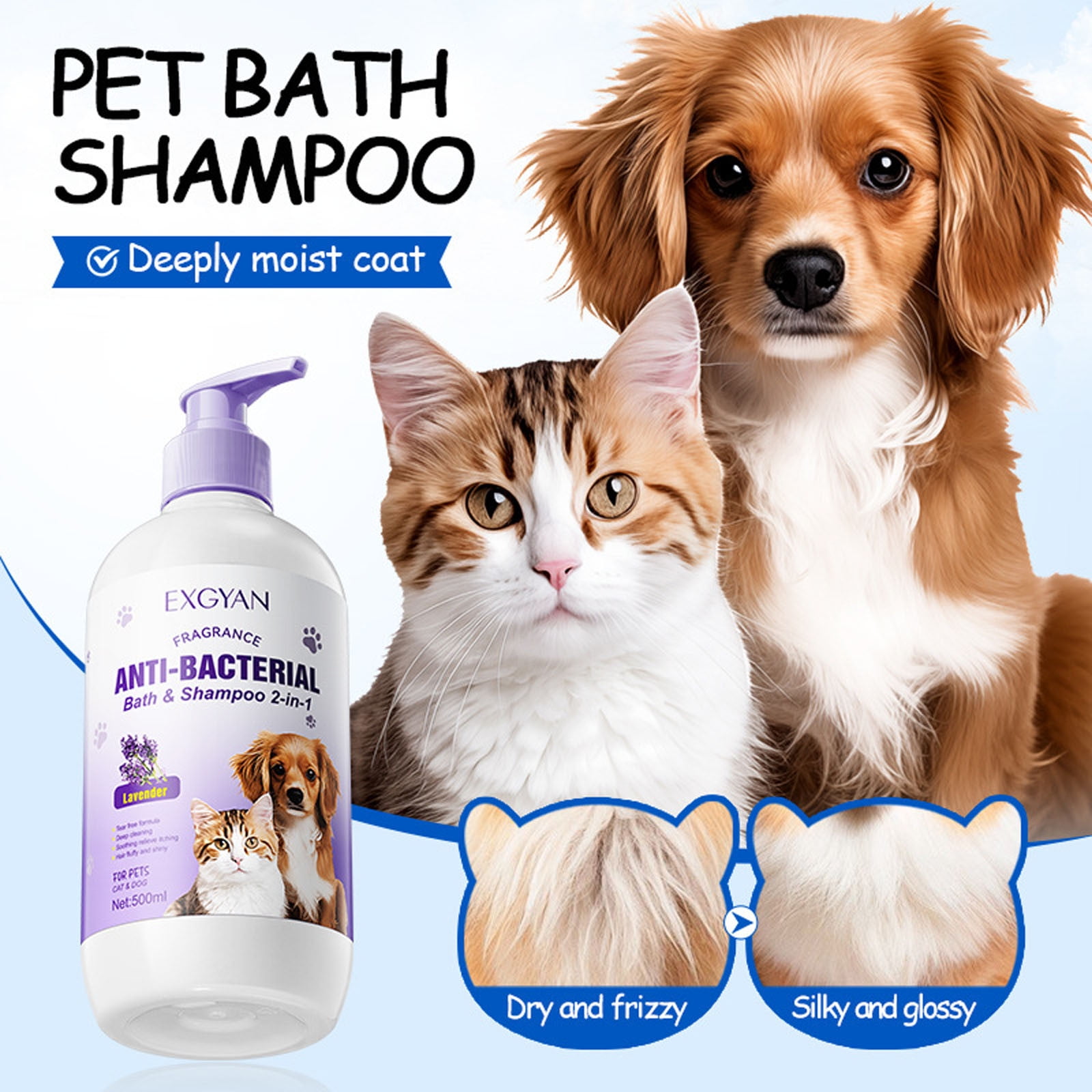 YanYan Pet Bath & Shampoo 2-In-1 Wash, Deep Cleans & Moisturizes, Vegan ...