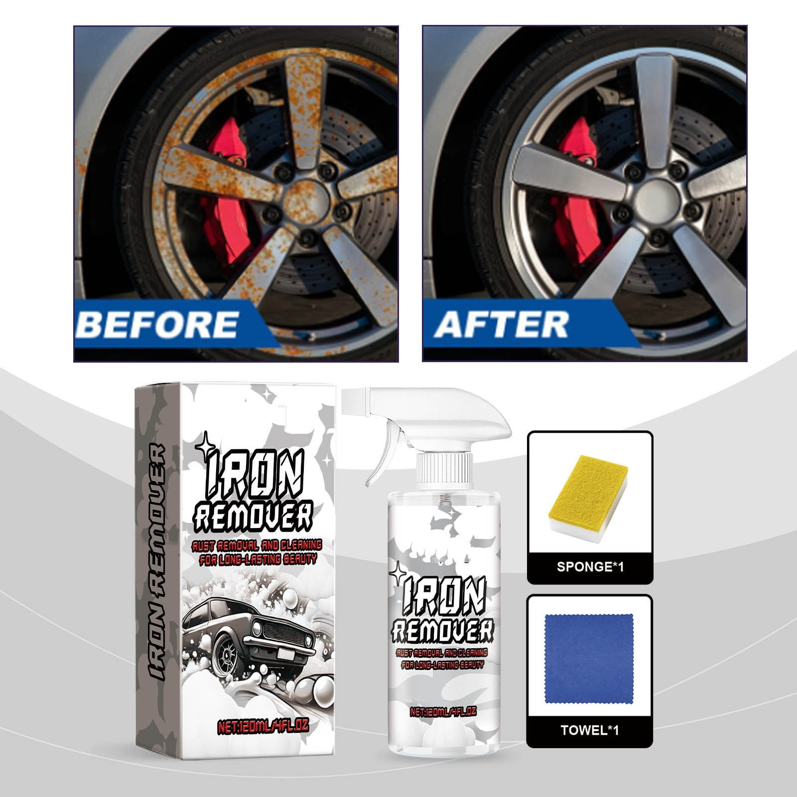 YanYan Rust Remover Spray | Fast Acting Wheel Hub Cleaner | Car Iron ...