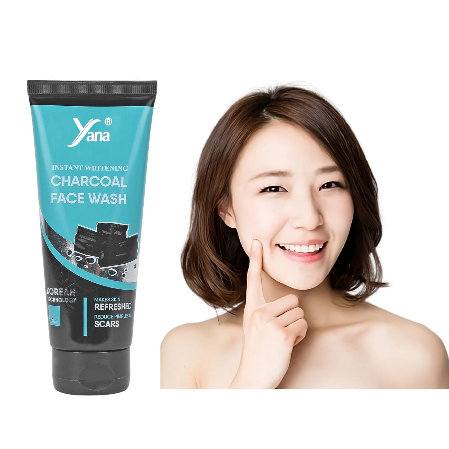 Yana Black Charcoal Face Wash & Cleanser By Korean Technoloy - Walmart.com