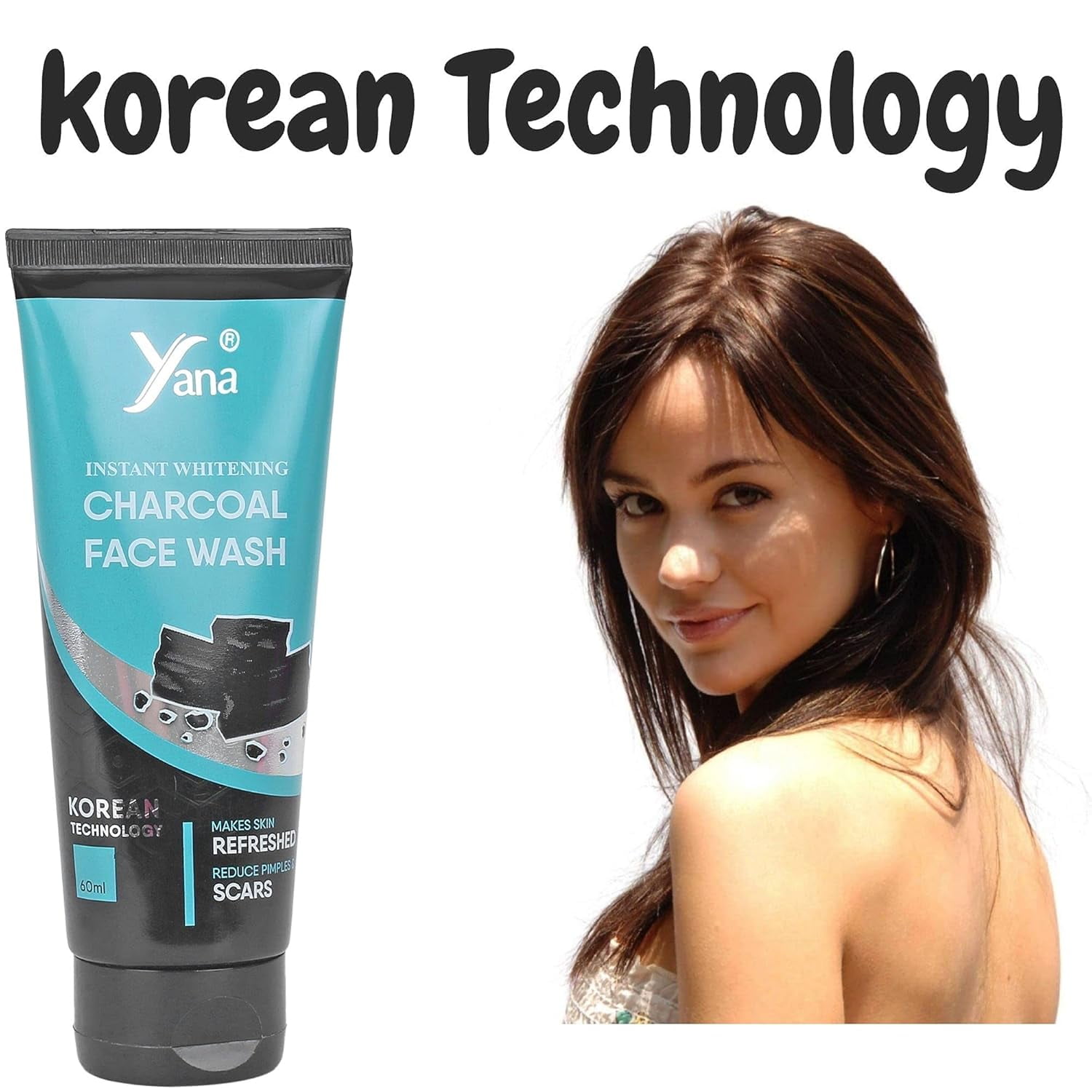 Yana Charcoal Korean Whitening Face Wash & Cleanser By Korean Technoloy ...