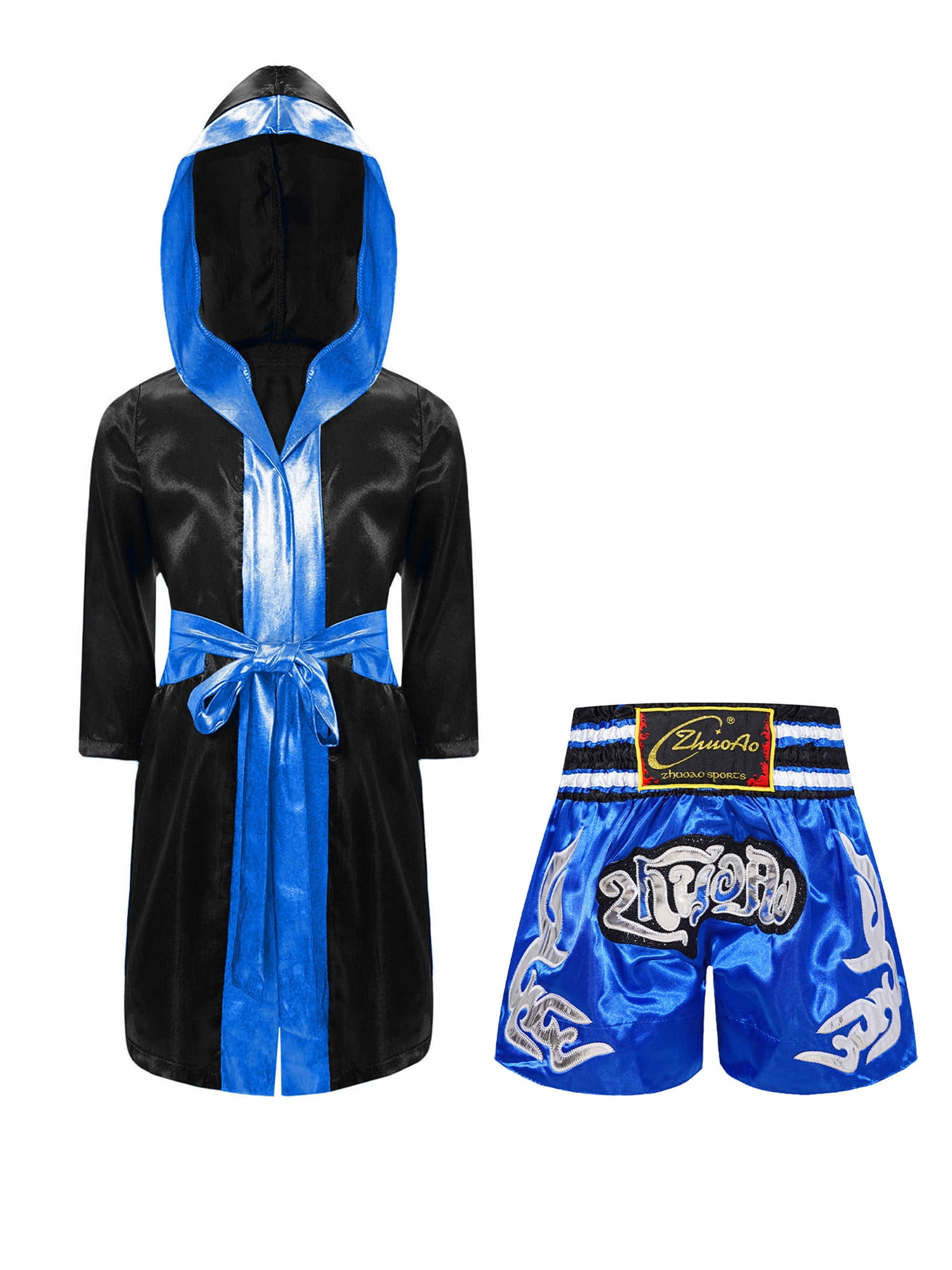 Yanarno Kids Boys Boxing Costumes Satin Boxer Cloak Hooded Robe Boxing ...