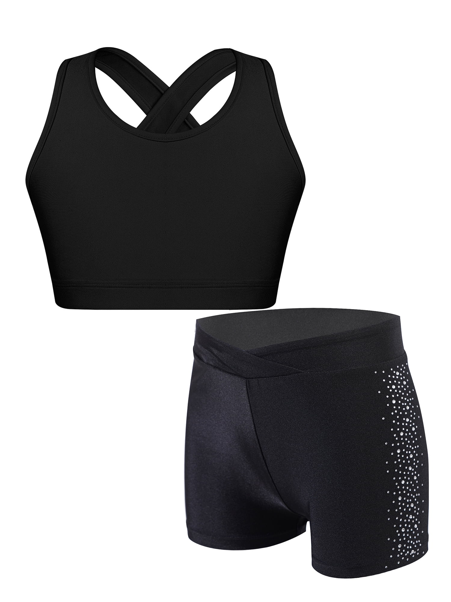 Yanarno Kids Girls 2 Pcs Gymnastics Outfits Sleeveless Dance Crop Top ...