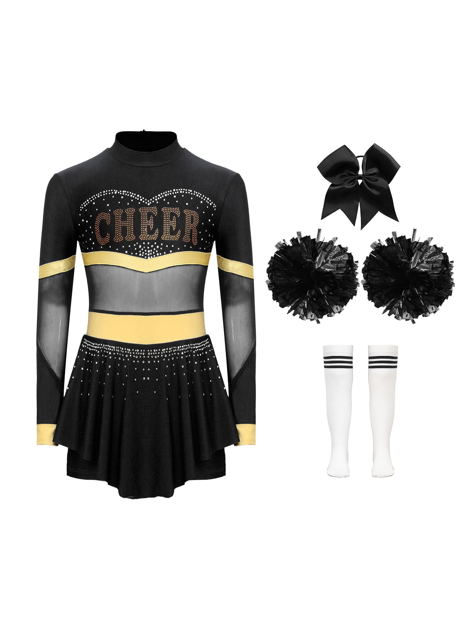 Yanarno Kids Girls Cheerleading Outfits Schoolgirls Cheer Leader ...