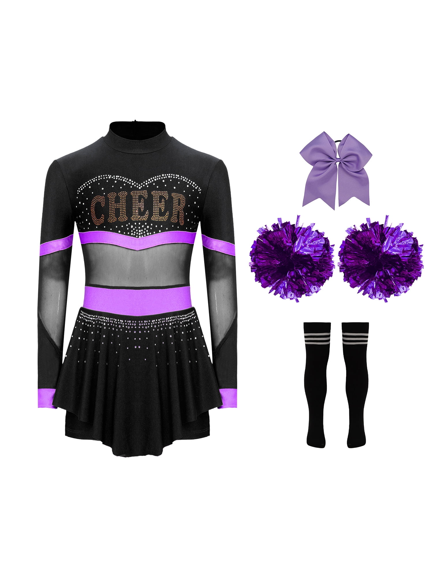 Yanarno Kids Girls Cheerleading Outfits Schoolgirls Cheer Leader ...