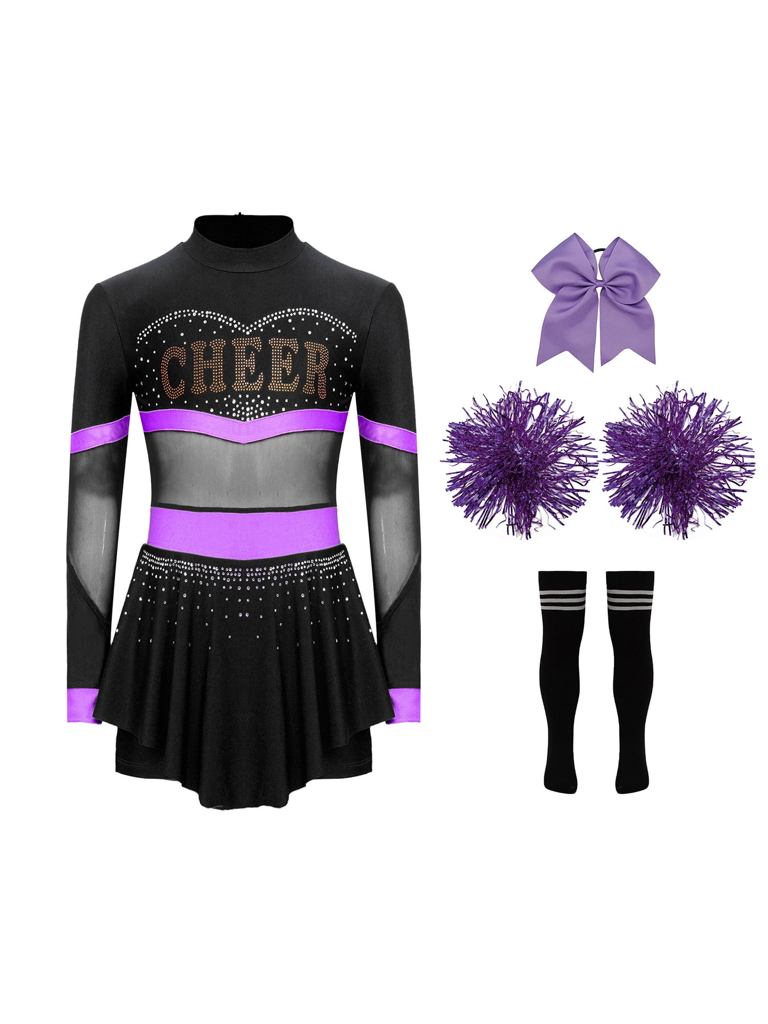 Yanarno Kids Girls Cheerleading Outfits Schoolgirls Cheer Leader ...
