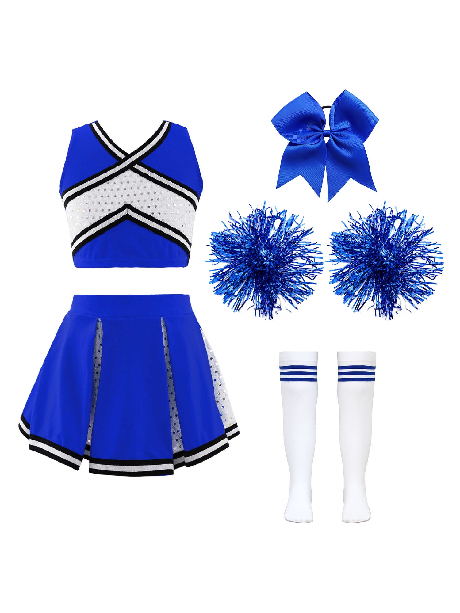 Yanarno Kids Girls Shiny Cheerleading Dance Dress Cheer Leader Uniform ...