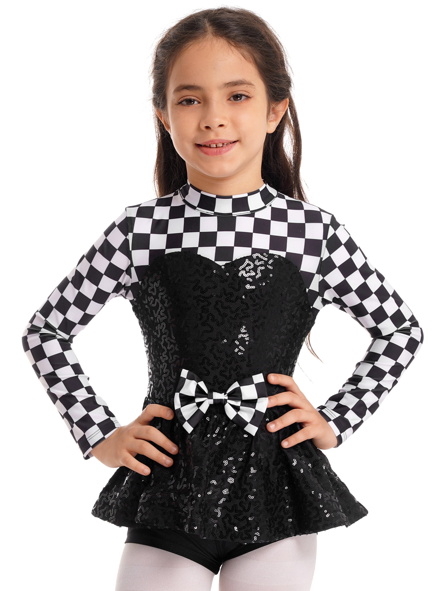 Yanarno Race Car Driver Dress Kids Girls Shiny Sequins Long Sleeve ...