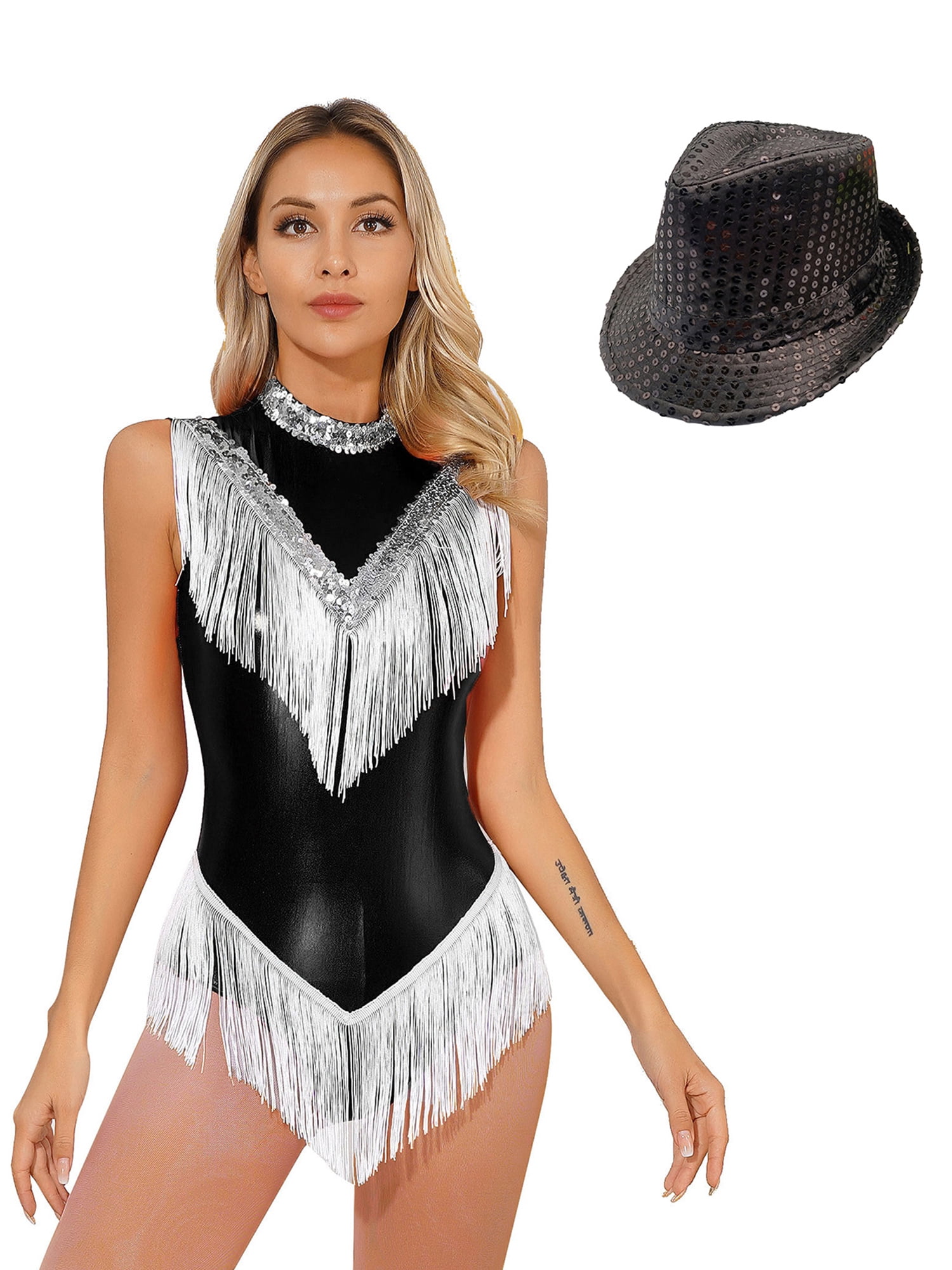 Yanarno Women's Cheer Leader Fancy Uniform Cheerleading Dance Outfits Halloween Party Tassel ...