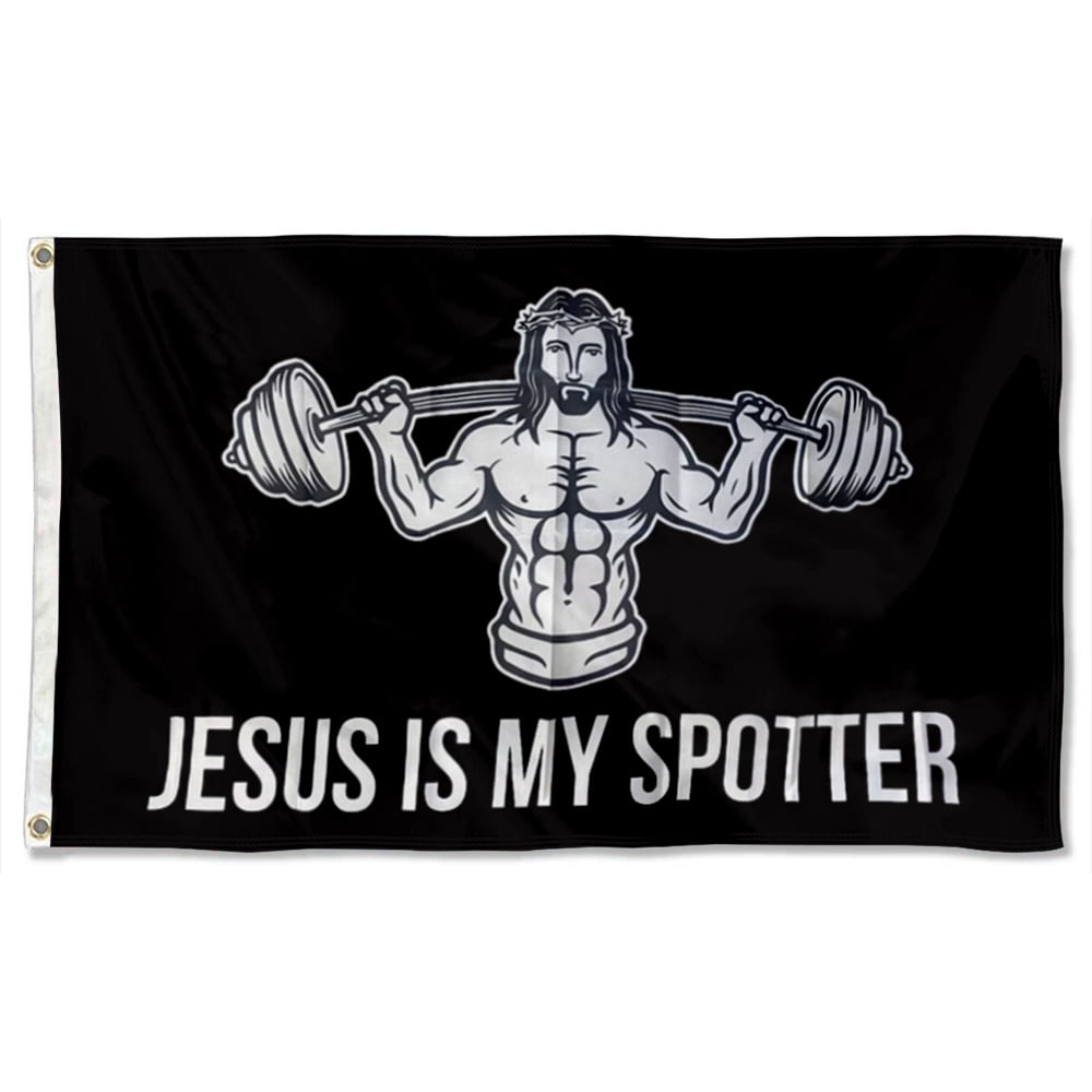 Yanbooch jesus is my spotter gym Flags Banner Home Yard Garden Decor ...