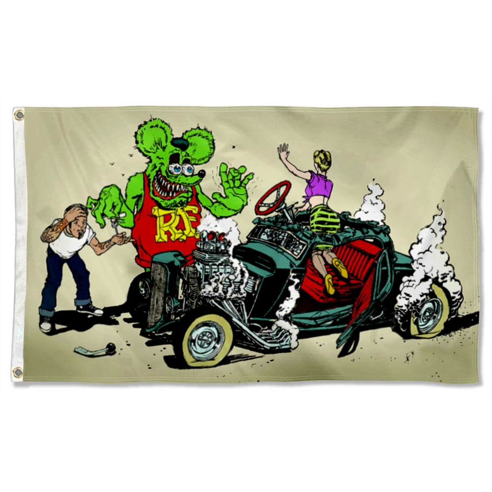 Yanbooch rat fink poster racing car hot Flags Banner Home Yard Garden ...