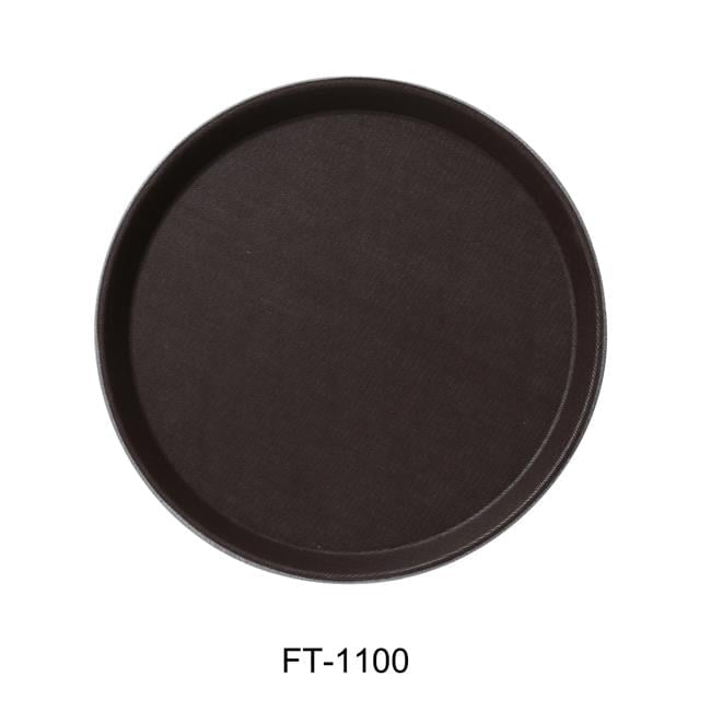 Yanco FT-1100 Serving Trays 11" ROUND TRAY FIBER GLASS BROWN, Pack of ...