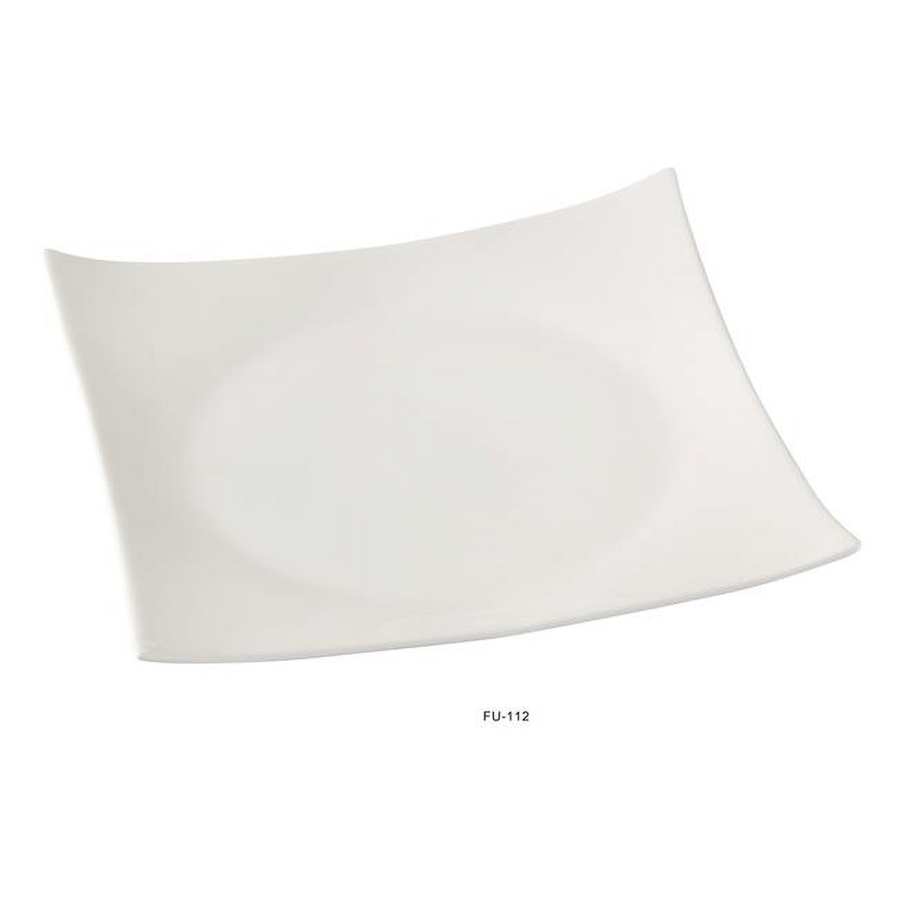 Yanco FU-112 12 in. Fuji Porcelain Square Sushi Plate, Bone White ...