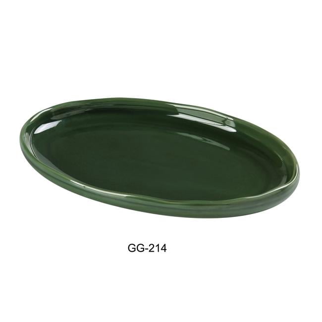 Yanco GG-214 Green Gem 14-1/2" X 9-1/2" X 1-1/2" OVAL PLATE, China ...