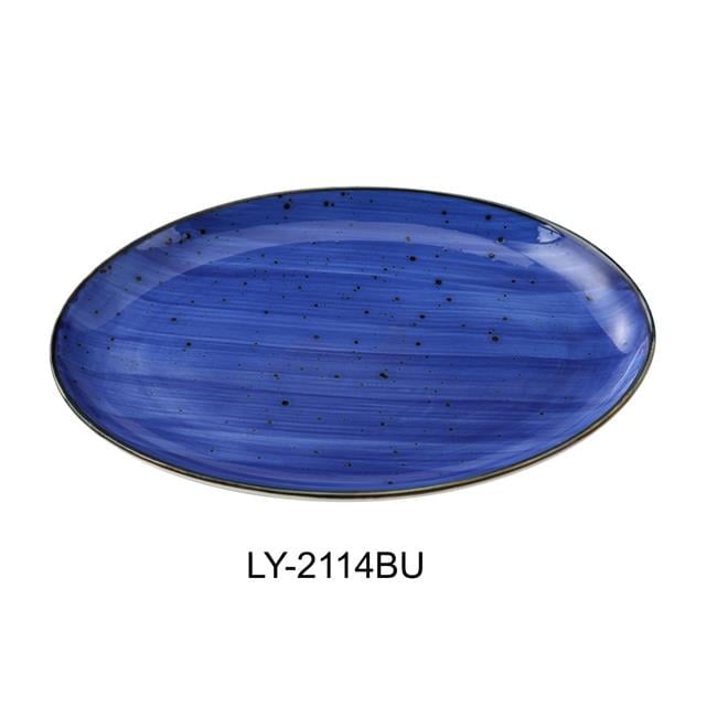 Yanco LY-2114BU Lyon 14 x 10 x 1.25 in. Coupe Platter, Blue - Porcelain ...
