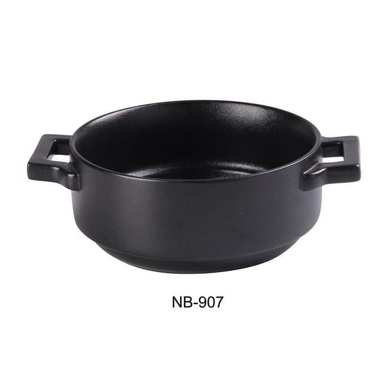 Yanco NB-907 20 oz Noble Black Round Bake Plate with Handle, Black - 5. ...