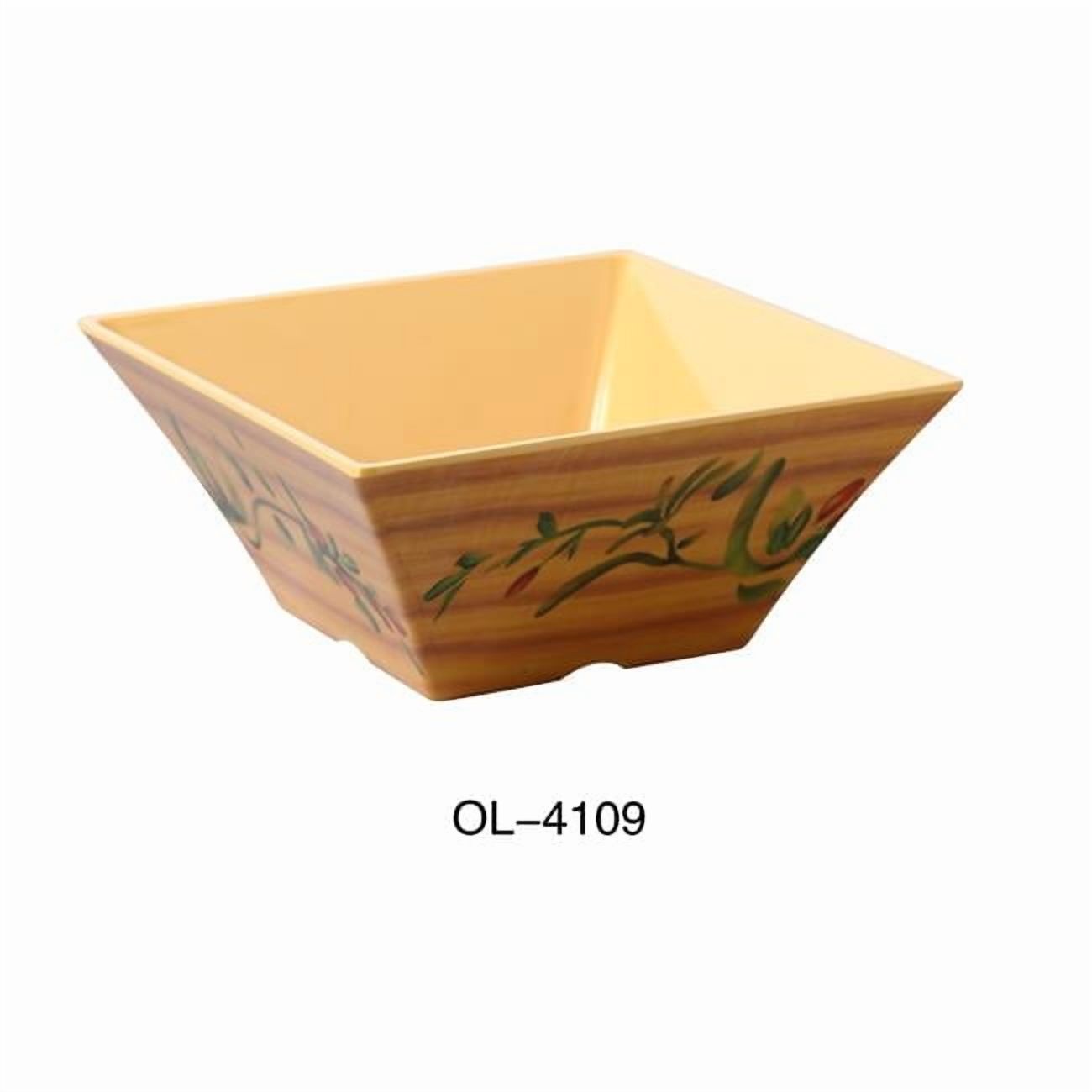 Yanco OL-4109 4 x 10 in. Olive Melamine Square Bowl, Matte - 4 qt ...