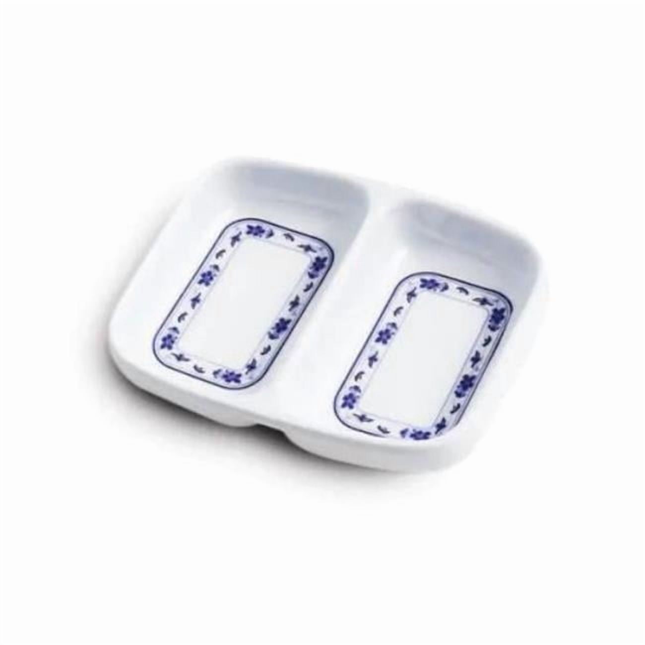 Yanco PO-1102 Peony Melamine Double Saucer - White & Blue - Walmart.com