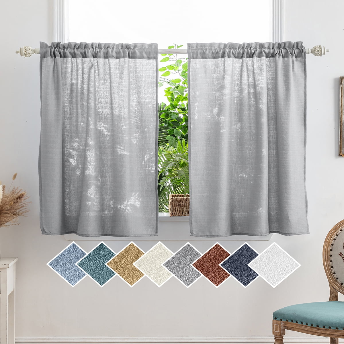 Yancorp Light Grey Curtains 96 Inch Length for Living Room 2 Panels ...