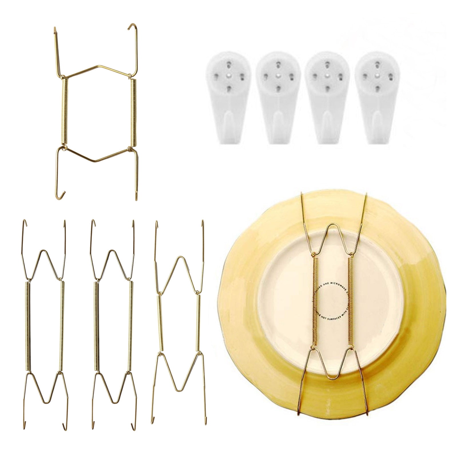 Yanerim 1 Set Metal Plate Spring Hanger with Wall Mount Hook Clear ...