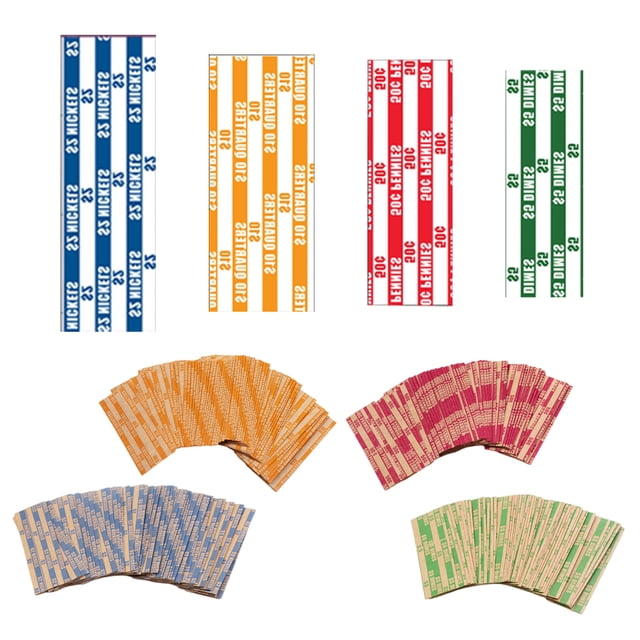 Yanerim 100Pcs Coin Wrapper Assorted Flat Coin Rolls Wrappers Kraft ...