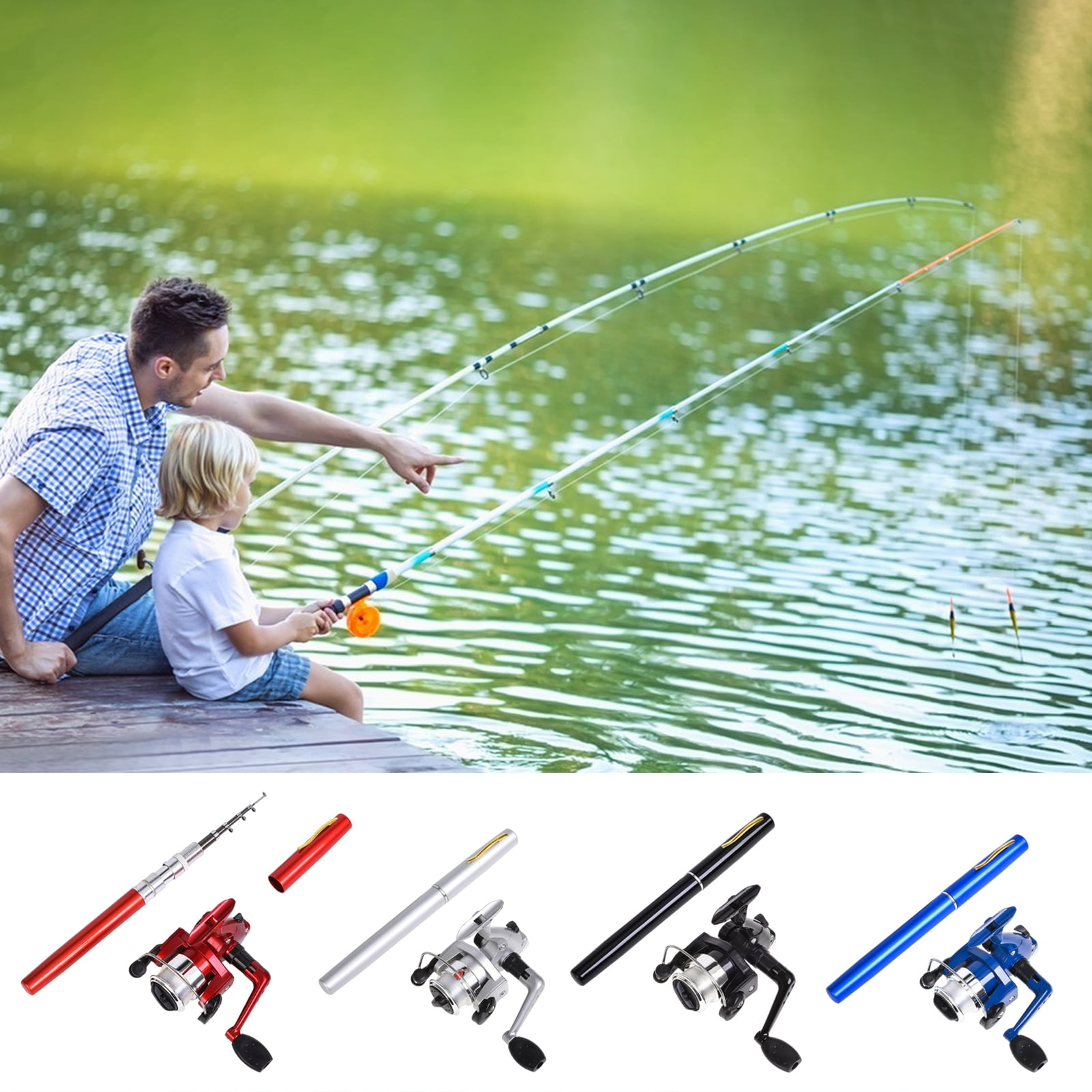 Yanerim 1M Pen Fishing Rod with Spinning Reel Heavy Duty Mini Pocket ...