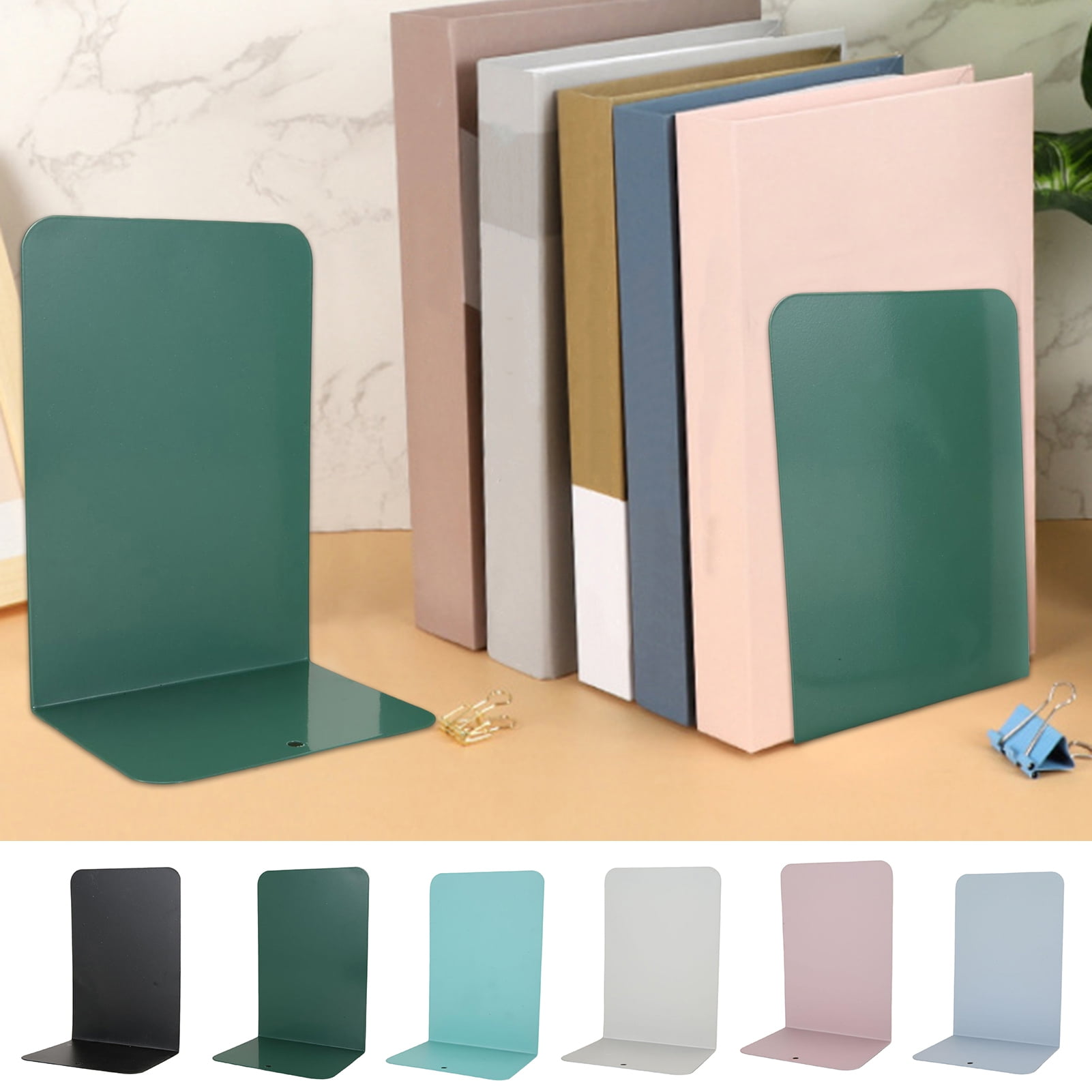 Yanerim 2Pcs Book Stand Metal Book Ends L-shaped Stable Support Non ...