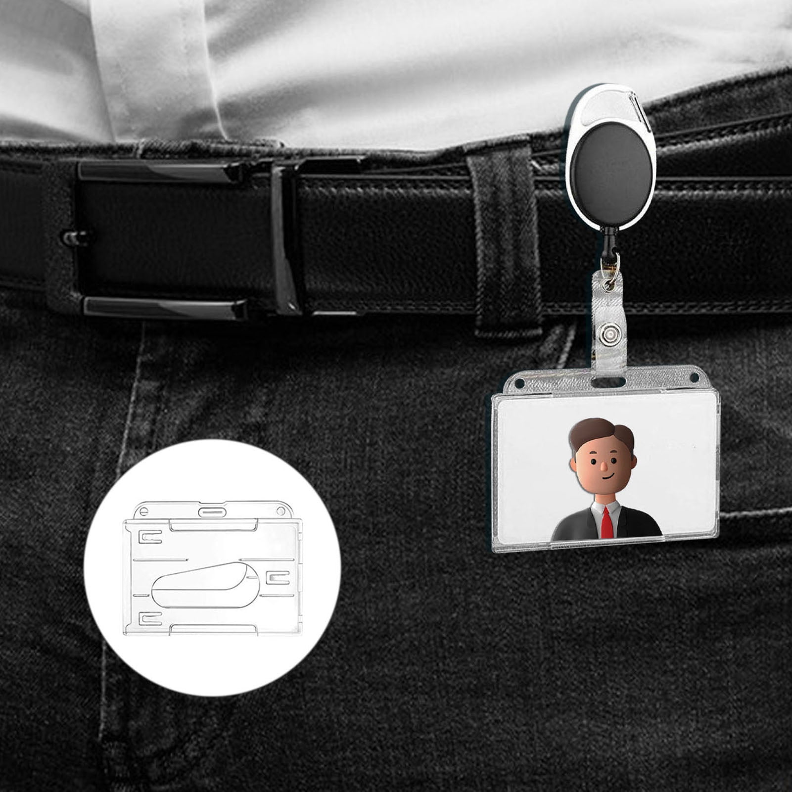 Yanerim 2Pcs Horizontal Card Holder ID Card Badge Organizer High ...