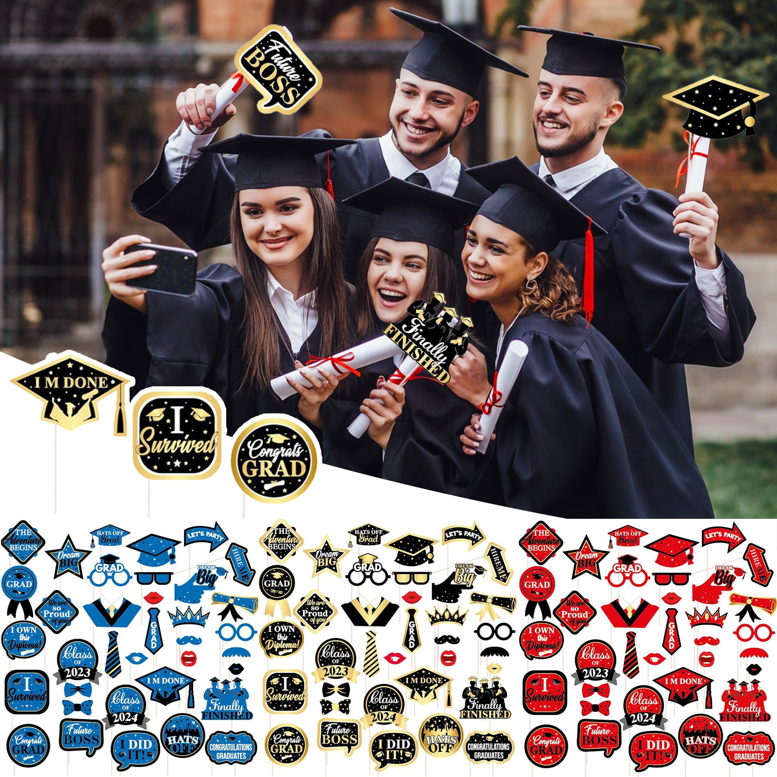 Yanerim 35Pcs 2024 Graduation Hand Holding Placard Set Graduation ...