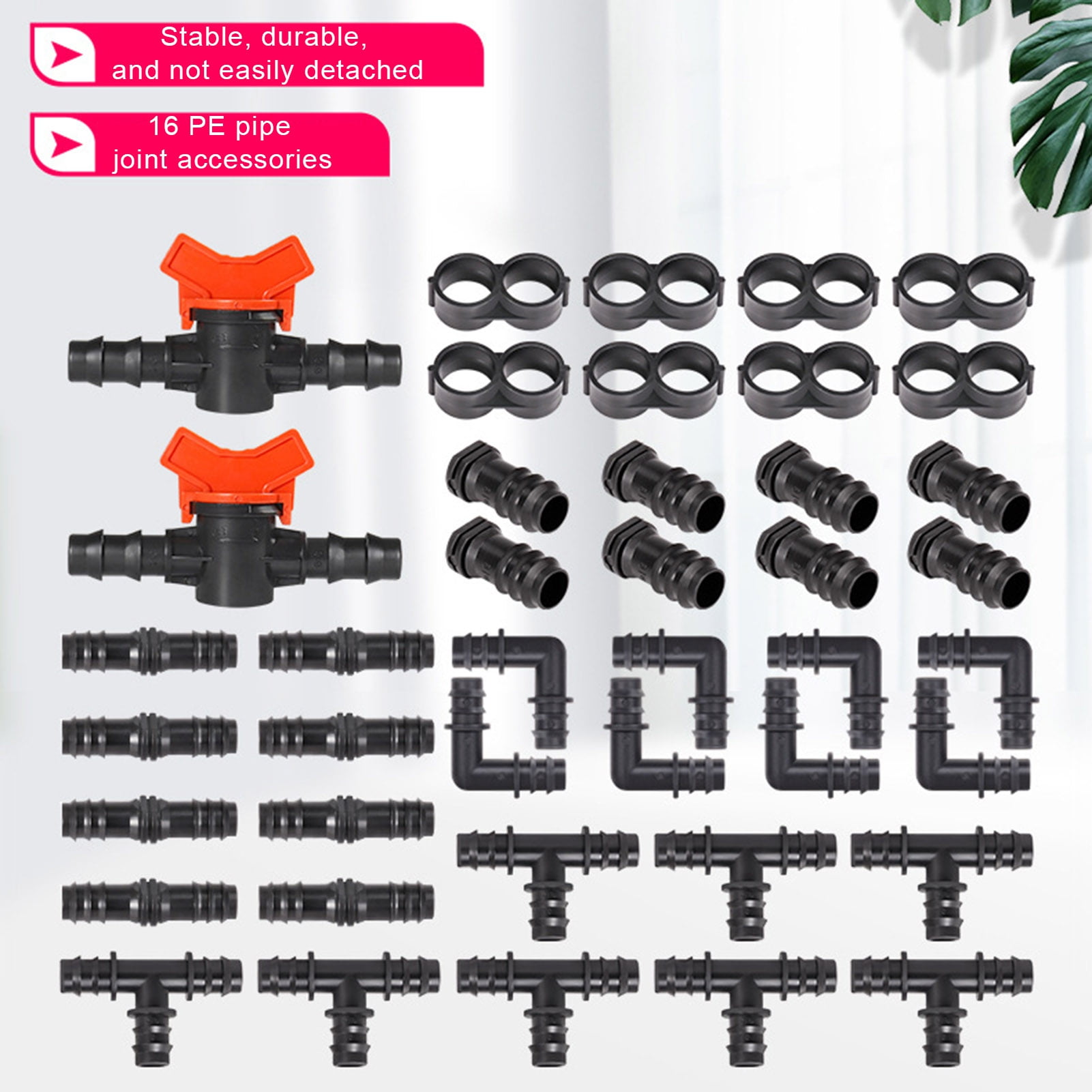 Yanerim 42 Pcs Drip Irrigation Fittings Kit 1/2" Tubing Plastic ...