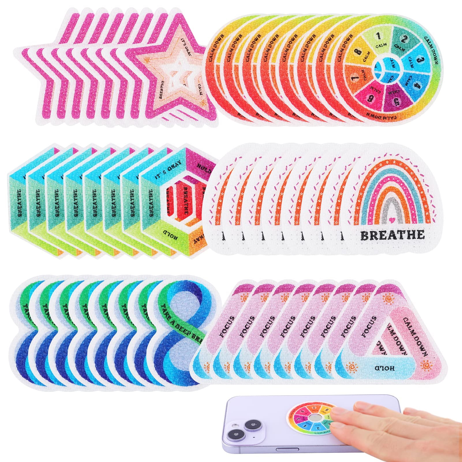 Yanerim 48Pcs Tactile Sensory Stickers Set with Different Shapes ...