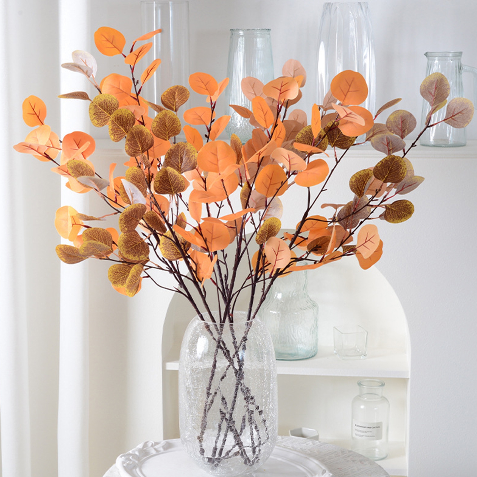 Yanerim 4Pcs Fake Leaves Realistic Looking Clear Veins Natural Color ...