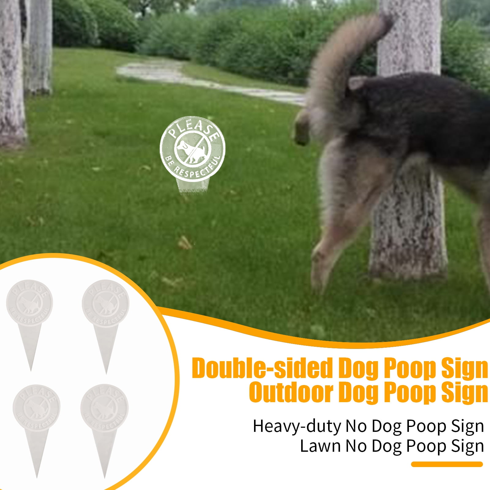 Yanerim 4Pcs/Set Acrylic No Dog Poop Sign with Stake Double Sided ...