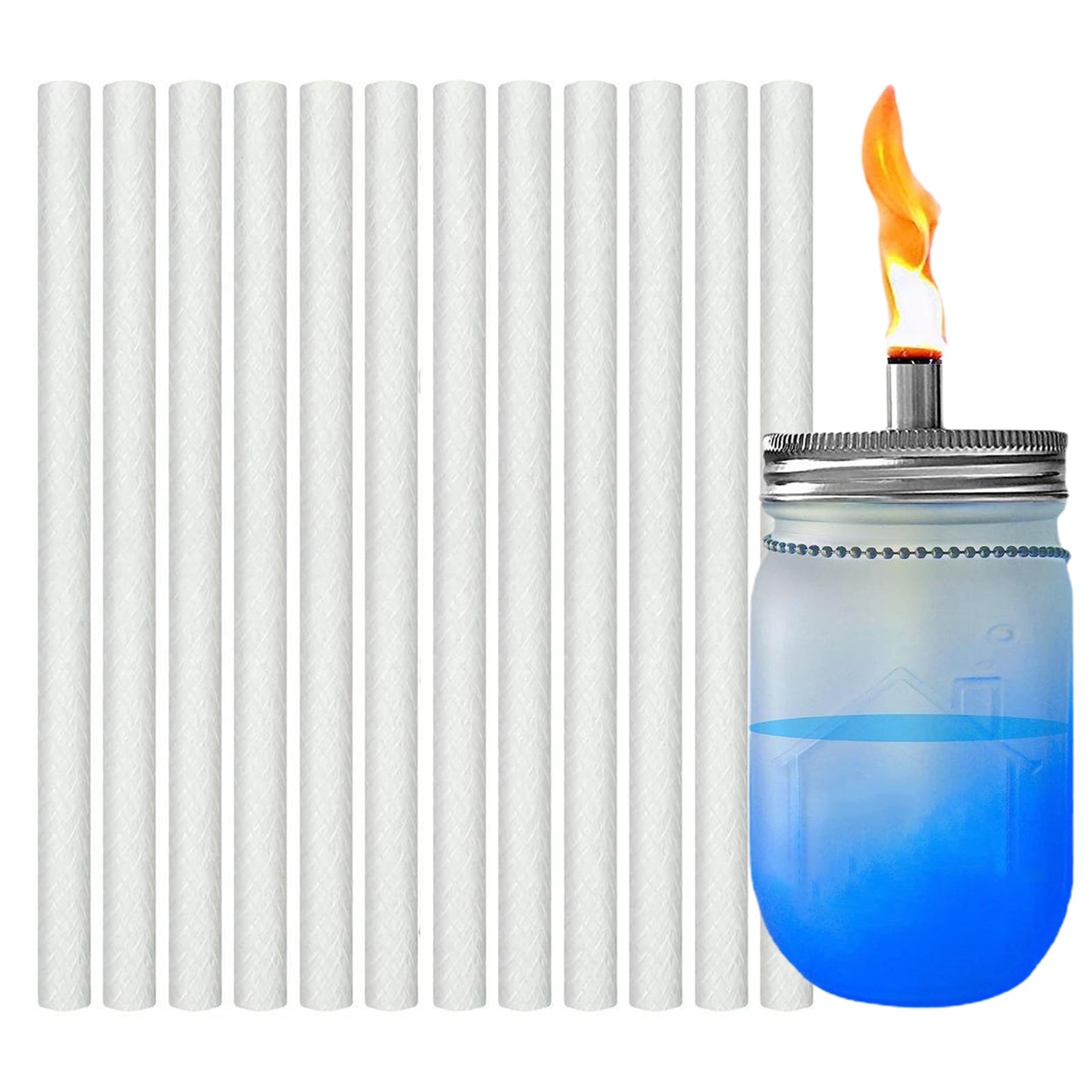 Yanerim 50 Pcs Lighting Torches Wick Glass Fiber Wicks Replacement Long ...