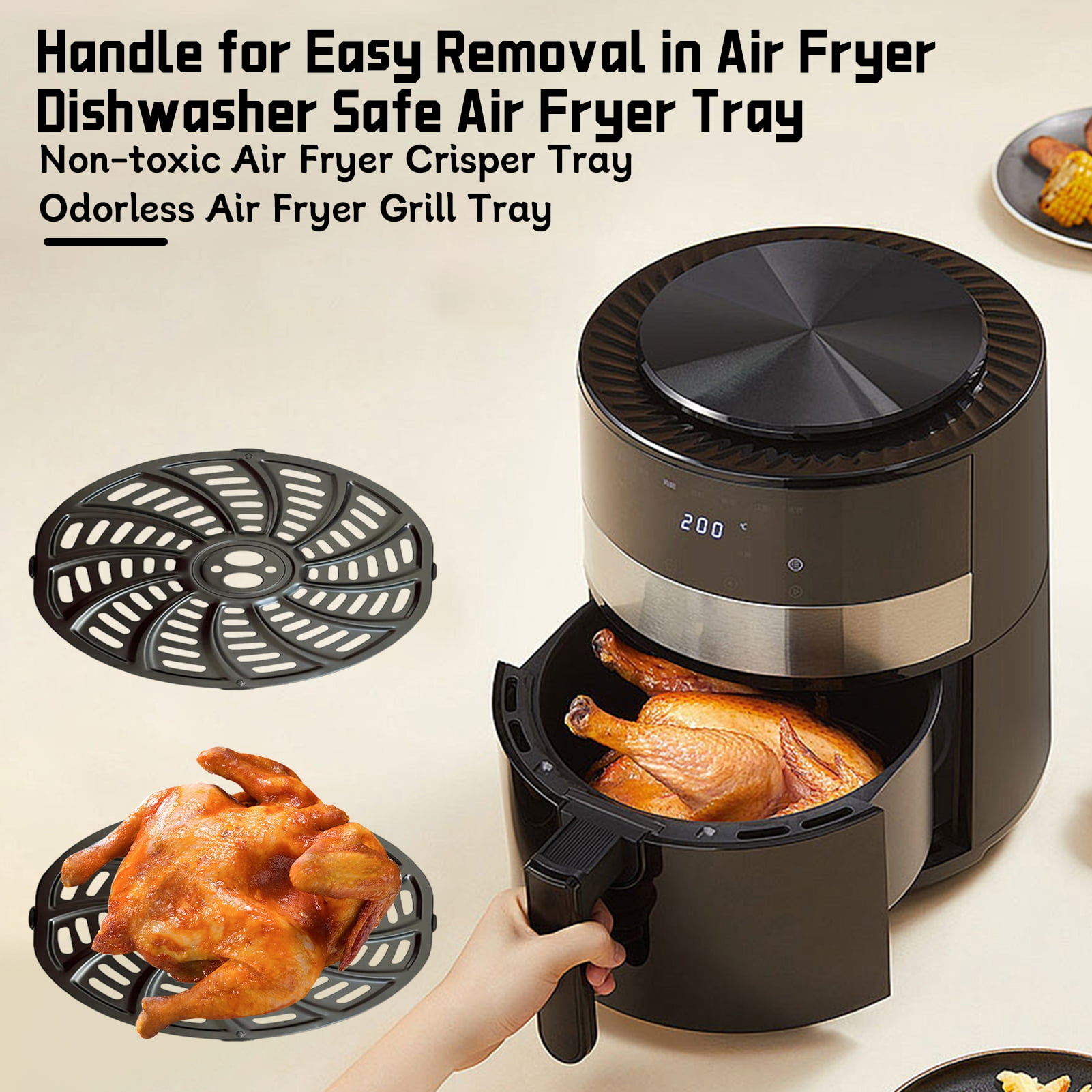 Yanerim 6QT Air Fryer Crisping Tray Nonstick Air Fryer Grill Pan ...
