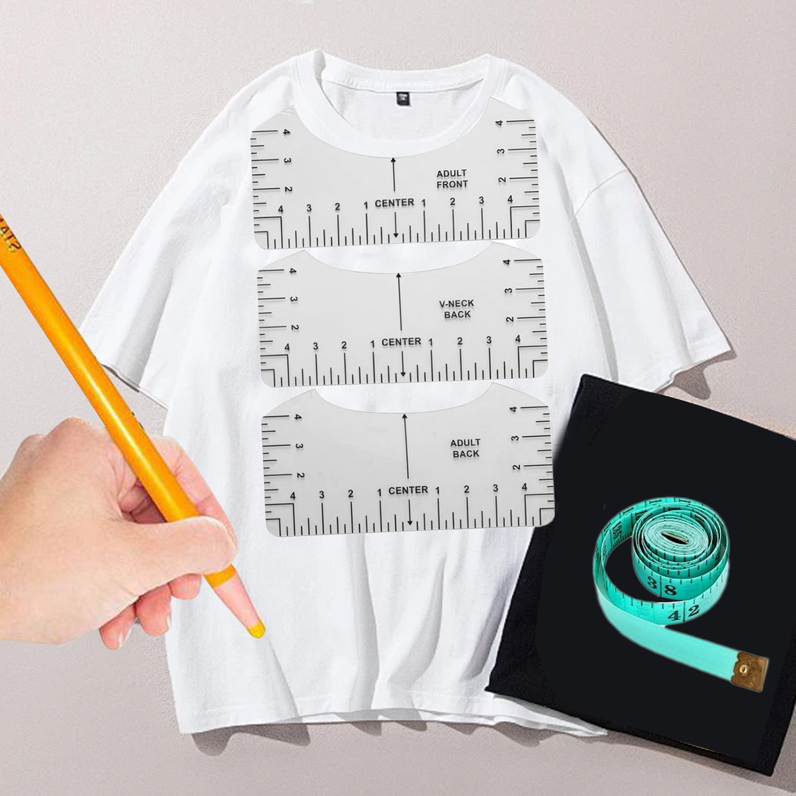 Yanerim 8Pcs T-shirt Alignment Ruler Guide with Scale Numbers And ...