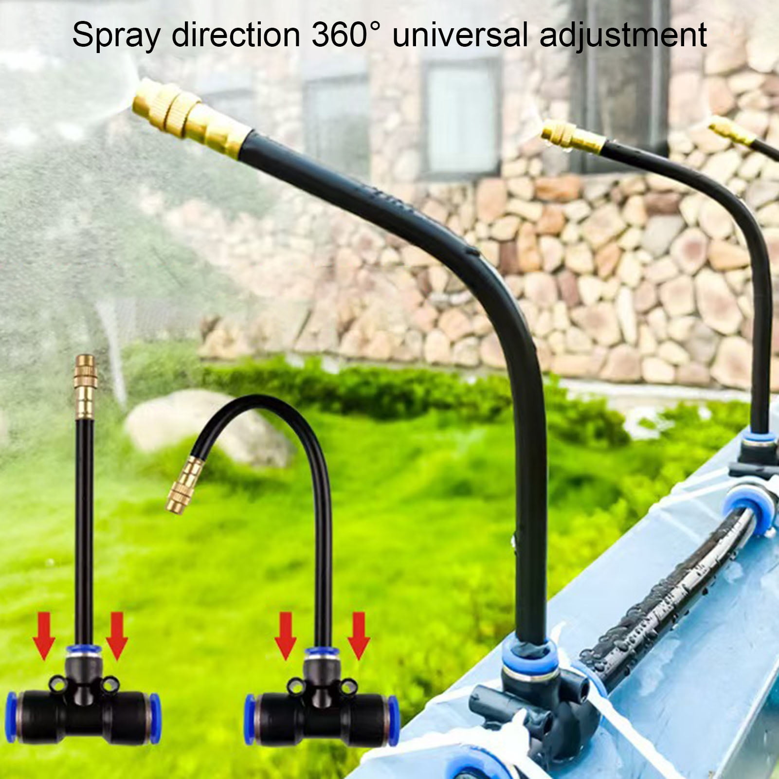 Yanerim Automatic Irrigation Kit Adjustable Watering Sprinkler 3 Water ...