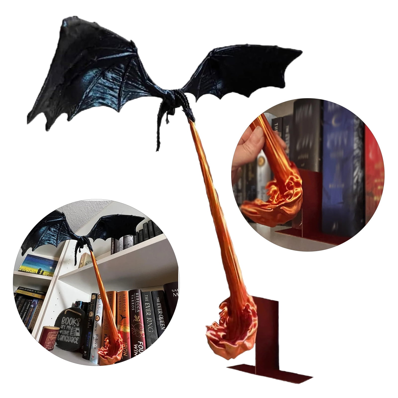 Yanerim Dragon Flame Book Nook Halloween Gothic Flying Dragon Bookend ...