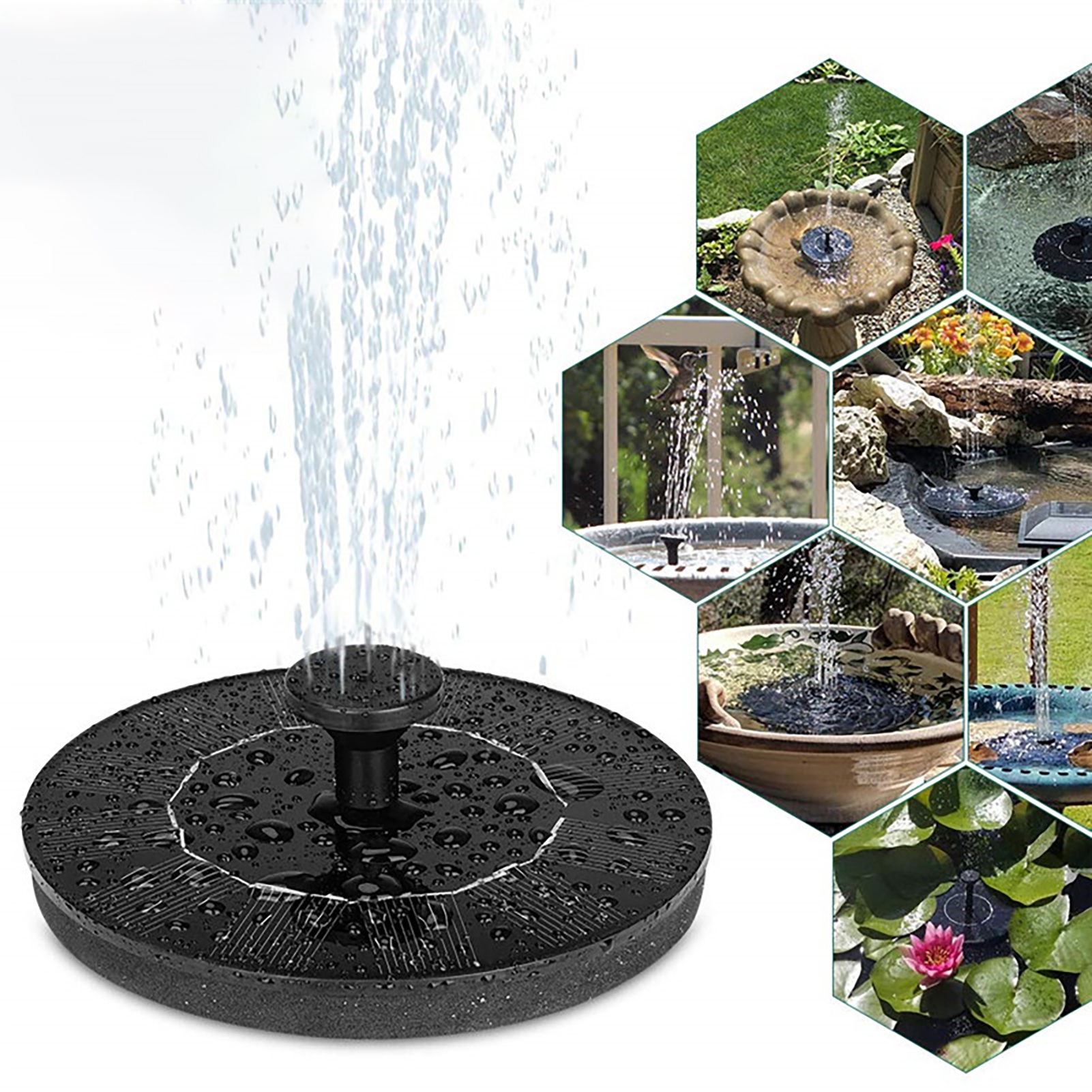 Yanerim Garden Solar Fountain with Light Waterproof Auto On/Off Simple ...