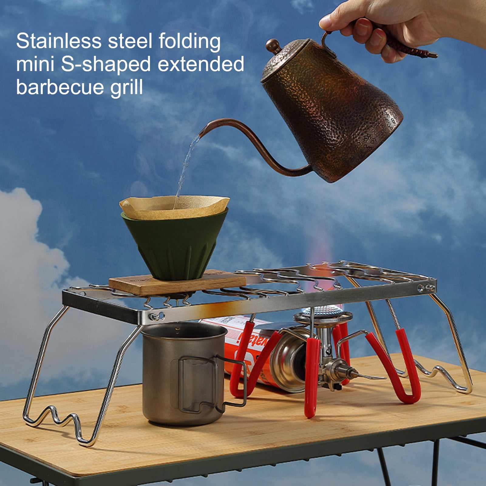 Yanerim Gas Stove Cooking Grill Space-saving Dual-stoves Square Shape ...