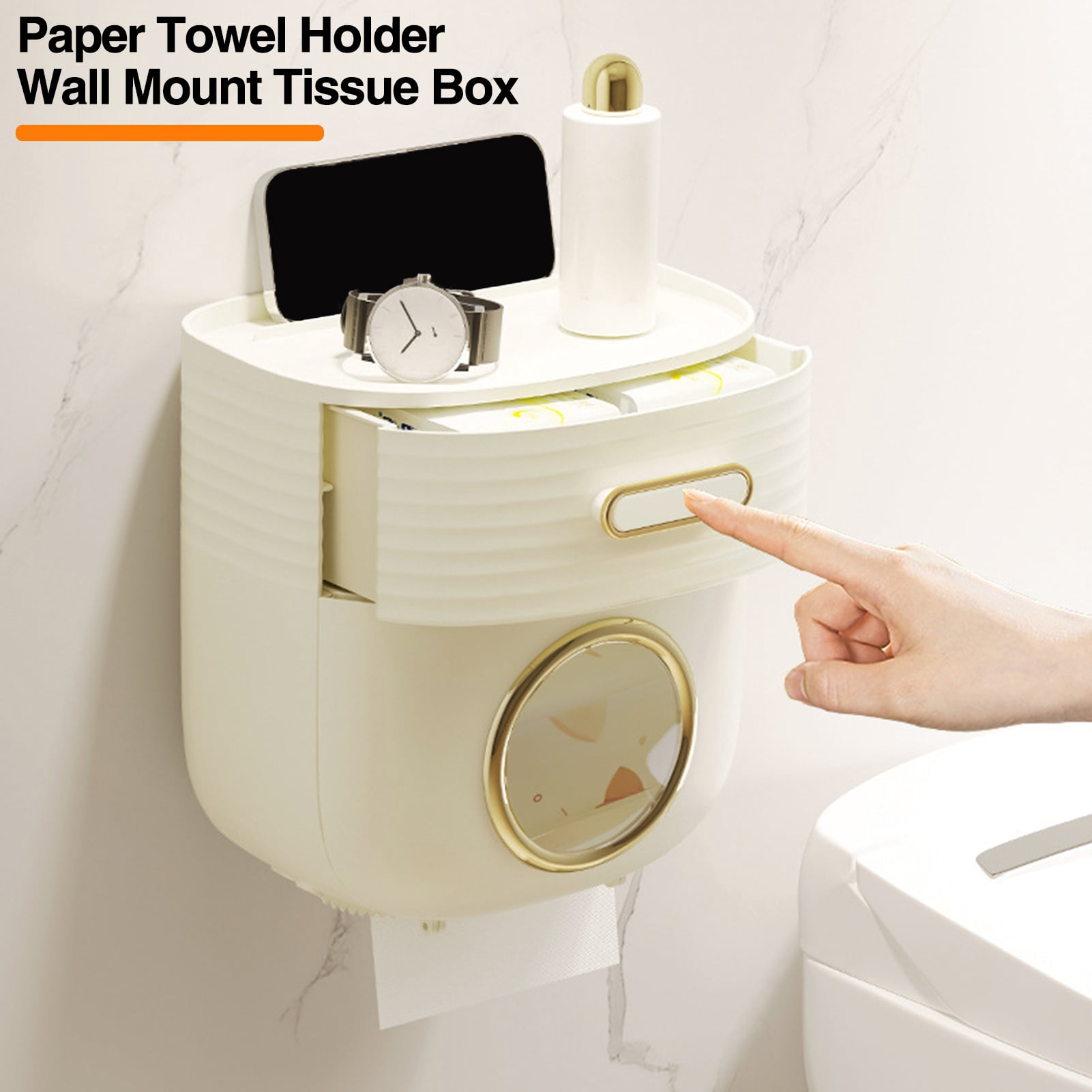 Yanerim Paper Towel Dispenser with Drawer Visible Design Waterproof ...