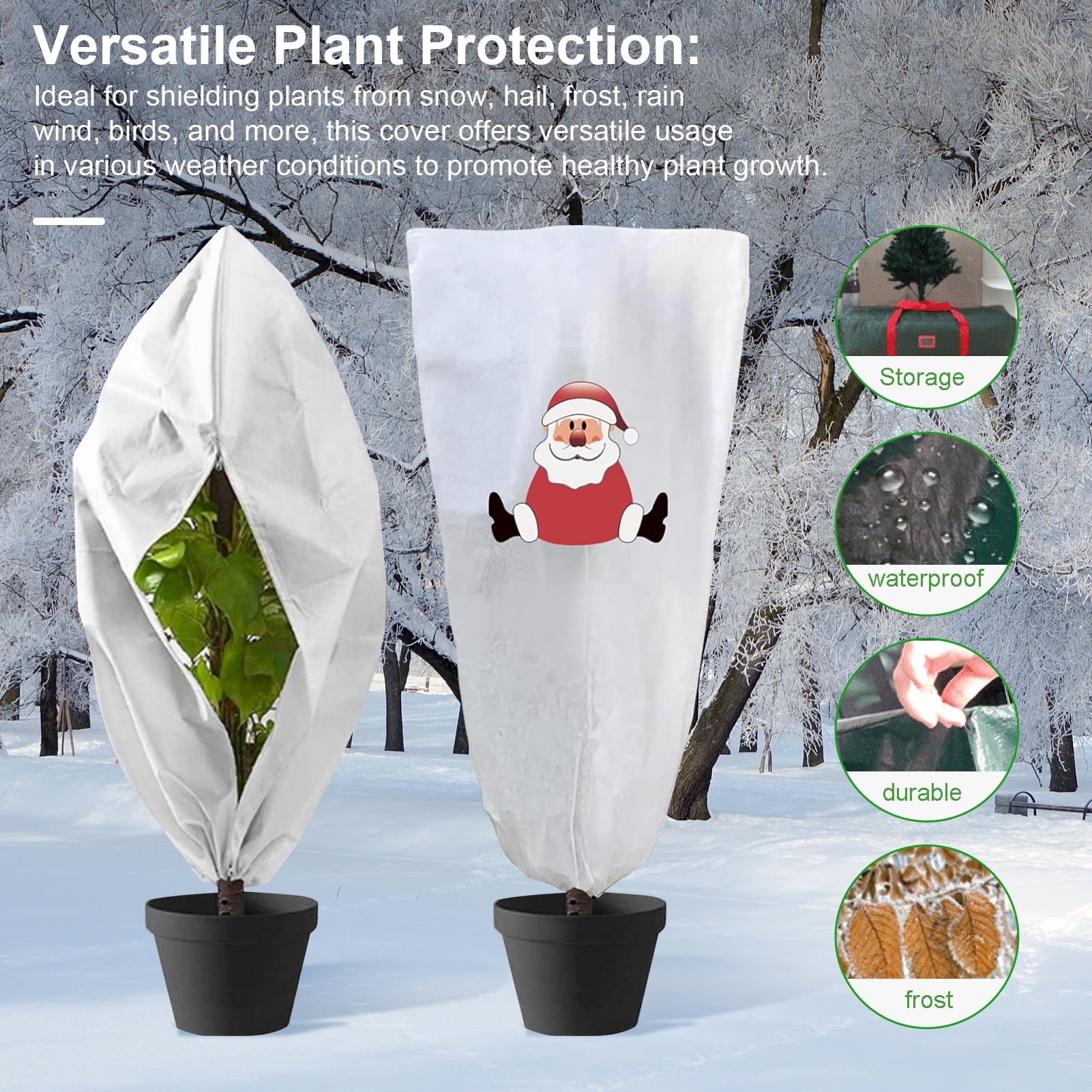 Yanerim Plant Cover Zippered Freeze Protection Drawstring Bags Reusable ...
