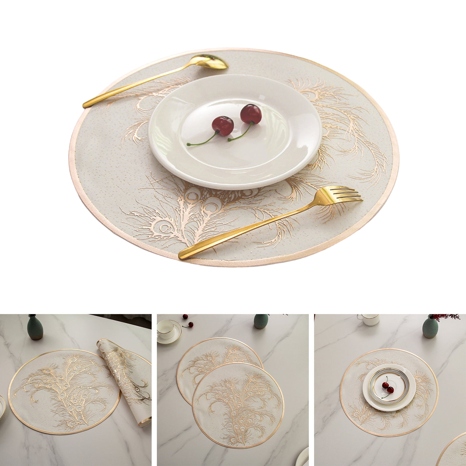 Yanerim Round Heat Resistant Placemat Gold PVC Table Mat Anti Scalding ...