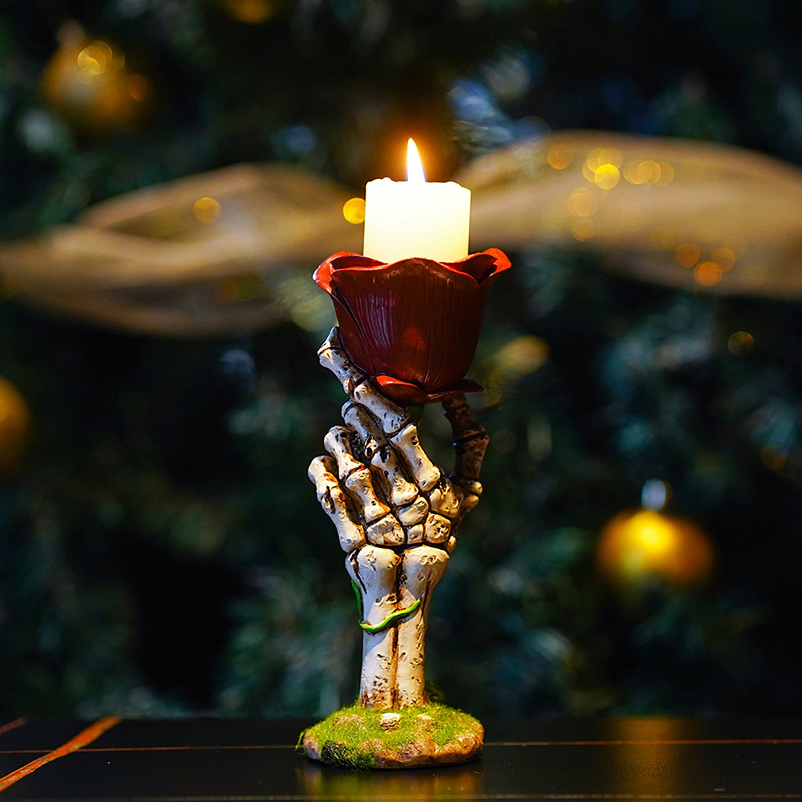 Yanerim Skeleton Hand Rose Candle Holder Ghost Hand Holding Flower ...