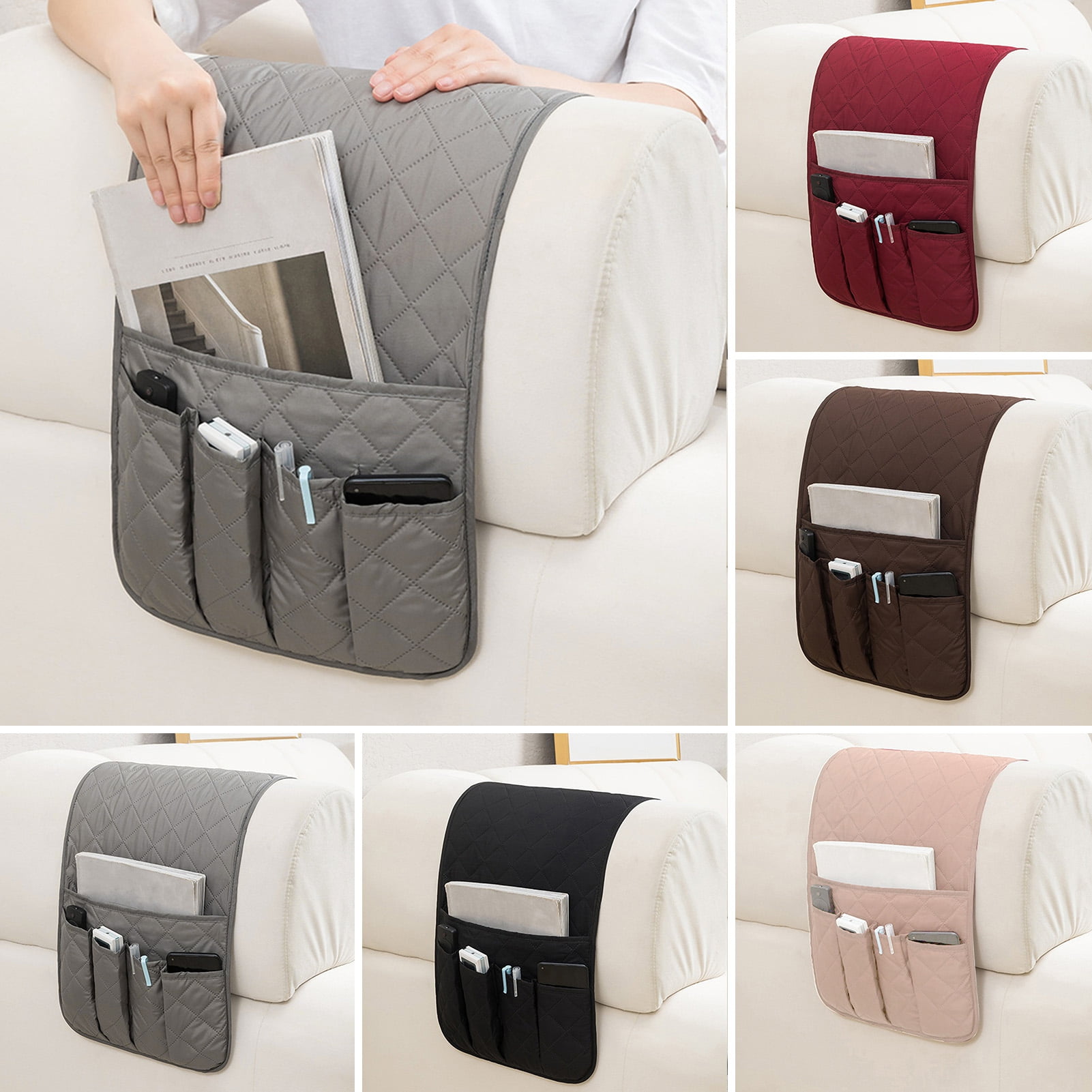 Yanerim Sofa Armrest Organizer Remote Control Holder with Pockets ...