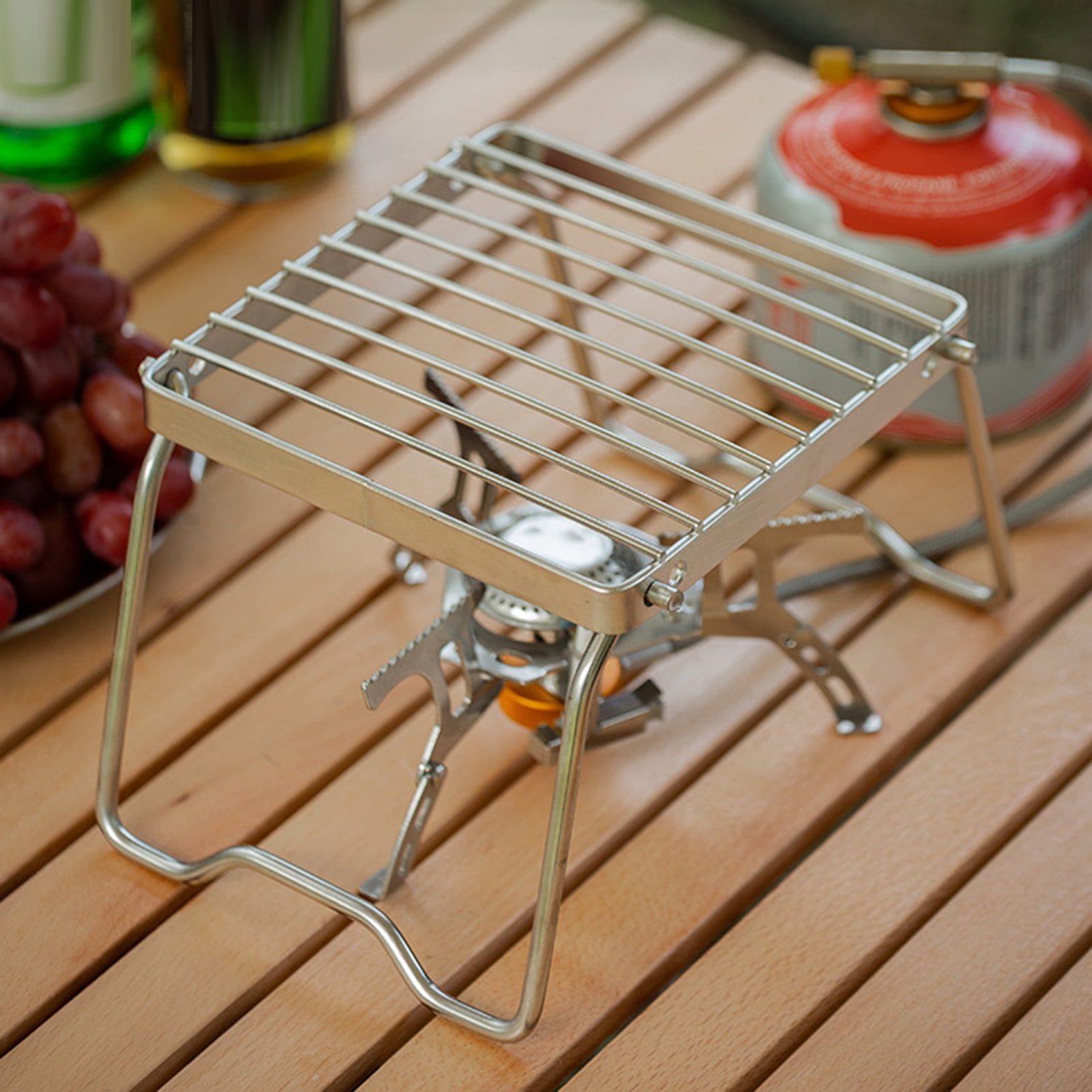 Yanerim Stainless Steel Camp Stove Rack with Foldable Legs Adjustable ...