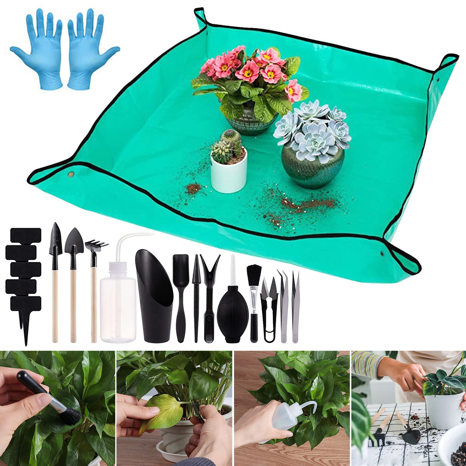 Yanerim Succulent Tool Set Indoor Plant Repotting Mat with Storage Bag ...