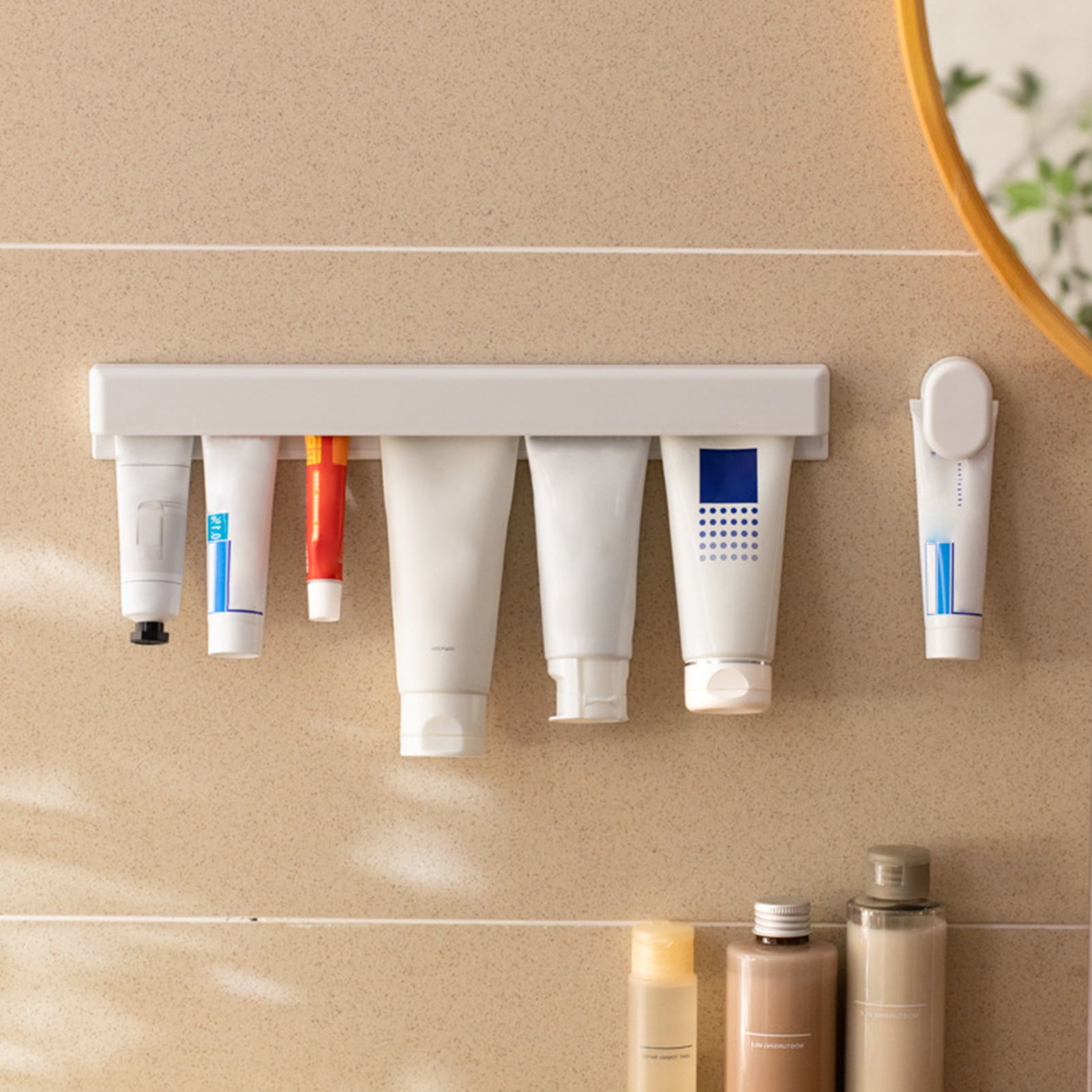 Yanerim Wall Mount Long Toothpaste Holder Modern No Drill Adhesive ...