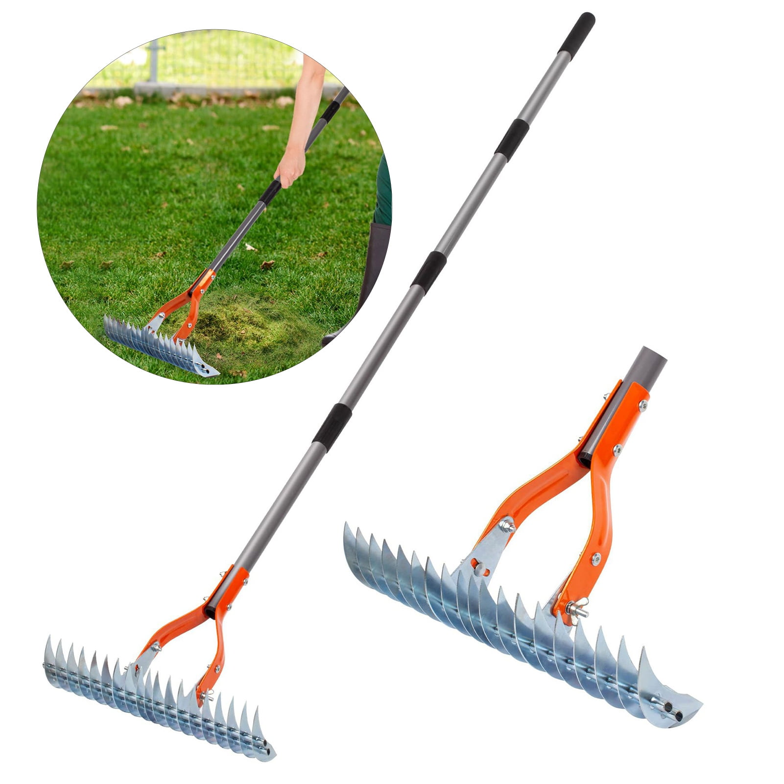 Yanerim Weeding Rake Steel Thatch Rake with Adjustable Double-Sided ...