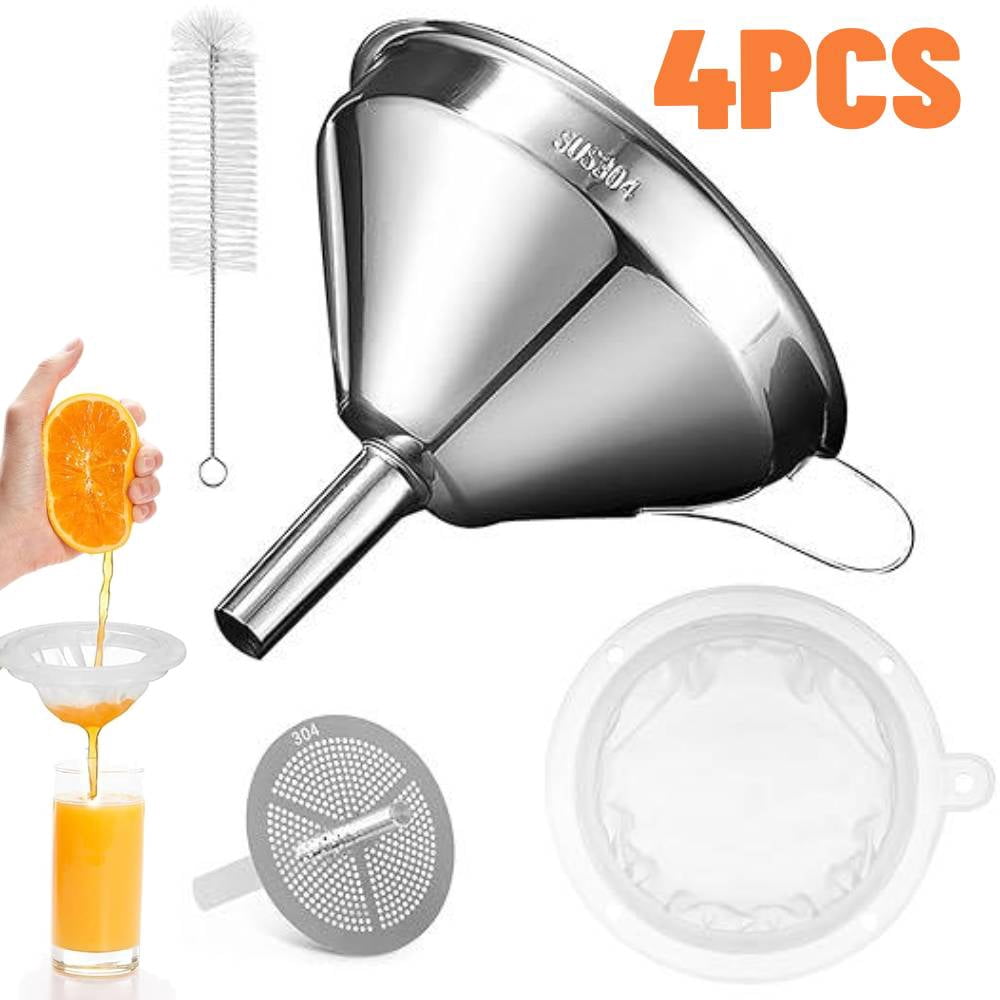 YangNengwen 4 Piece Funnel for Filling Bottles, 5 Inch Food Grade 18/8 ...